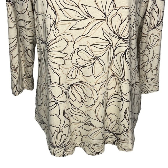 JM Collection | Tops | Jm Collection Top Beige Brown Black Floral Print ...